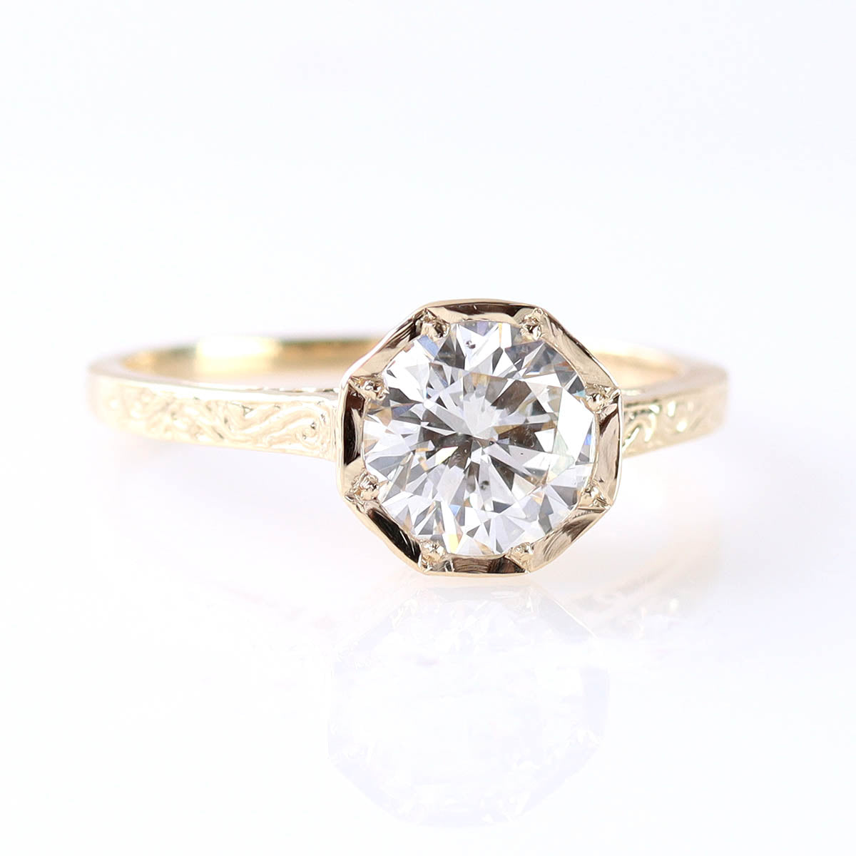 Bezel Set Filigree Engagement Ring #3102-5 - Leigh Jay